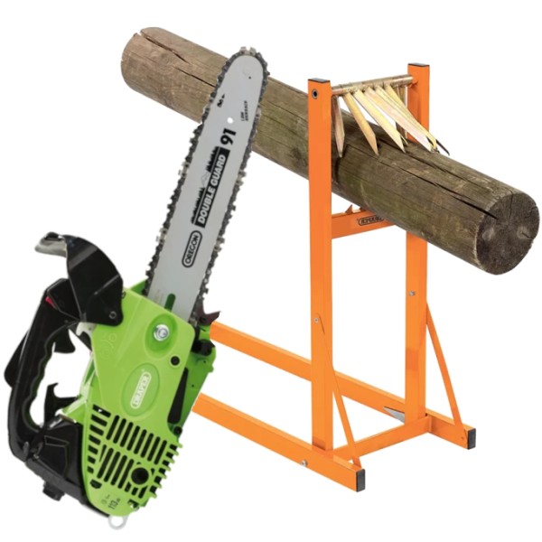Draper Petrol 25.4cc Chainsaw + Draper Steel Frame 150kg Log Stand (Log ...