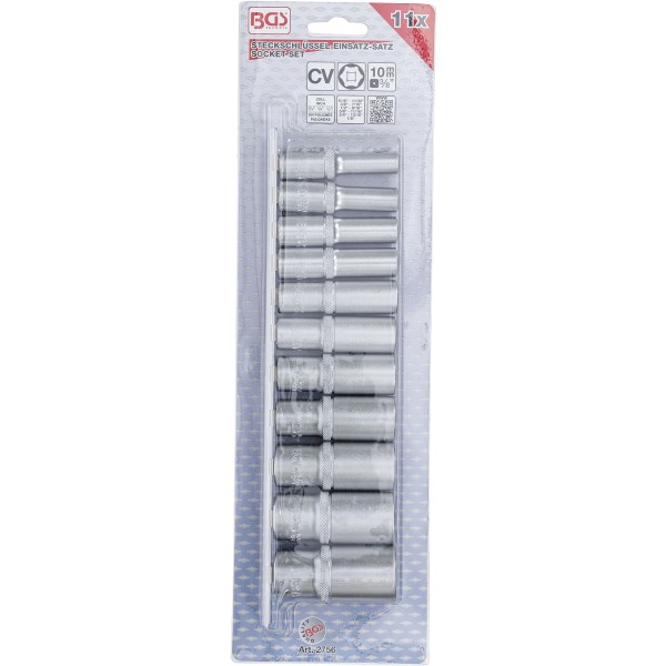 BGS Technic Socket Set, Hexagon, deep | 10 mm (3/8") Drive | Inch Sizes ...