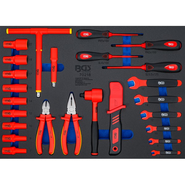 BGS Technic Tool Tray 3/3: VDE Socket Set | 10 mm (3/8") Drive | 26 pcs.