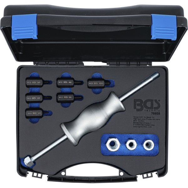 BGS Technic Sliding Hammer Set | with Thread Adaptors | 12 pcs