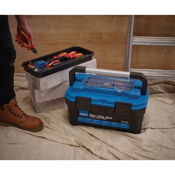Draper 20" Pro Toolbox with Tote Tray - Blue