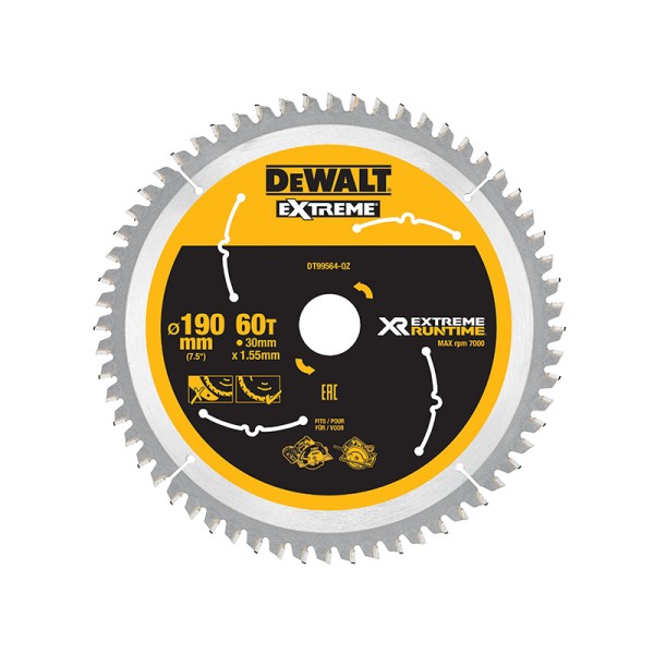 DEWALT XR FlexVolt Circular Saw Blade 190 x 30mm x 60T